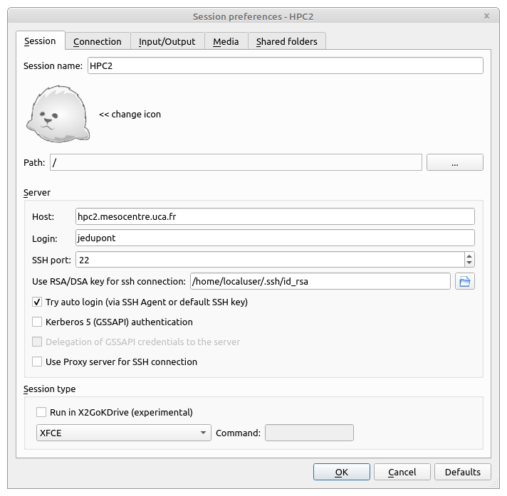 Connexion via une session graphique - X2Go - Documentation Mésocentre
